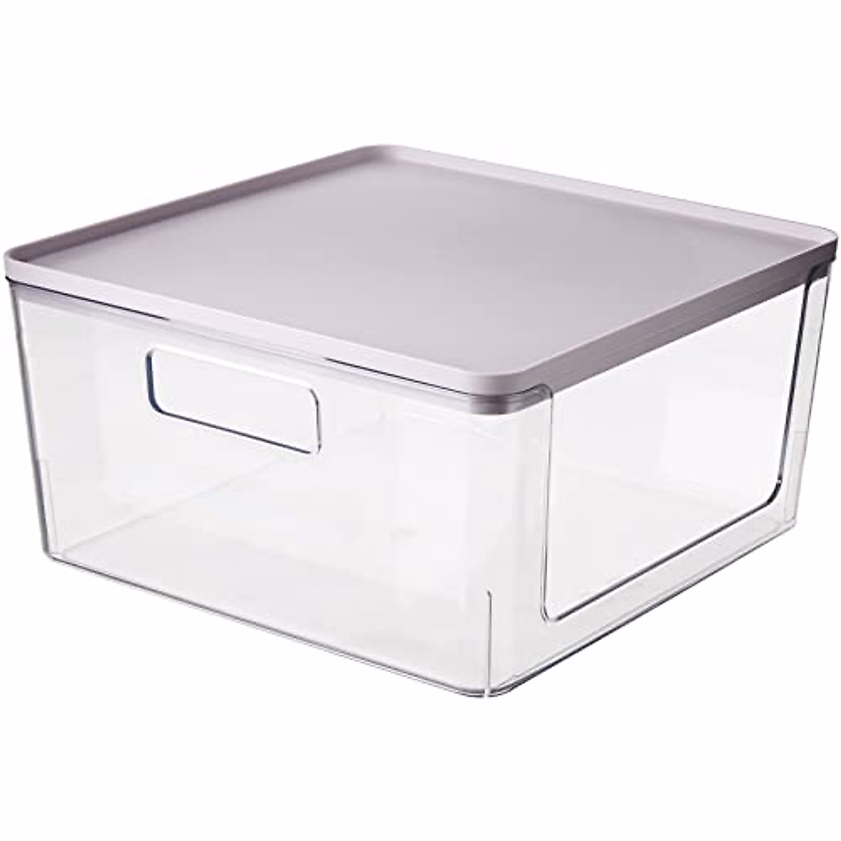 Rosanna Pansino x iDesign Recycled Plastic Open Front Kitchen Storage Bin with Lid, Clear Bin/Lavender Sprinkles Lid, 12” x 12” x 6”