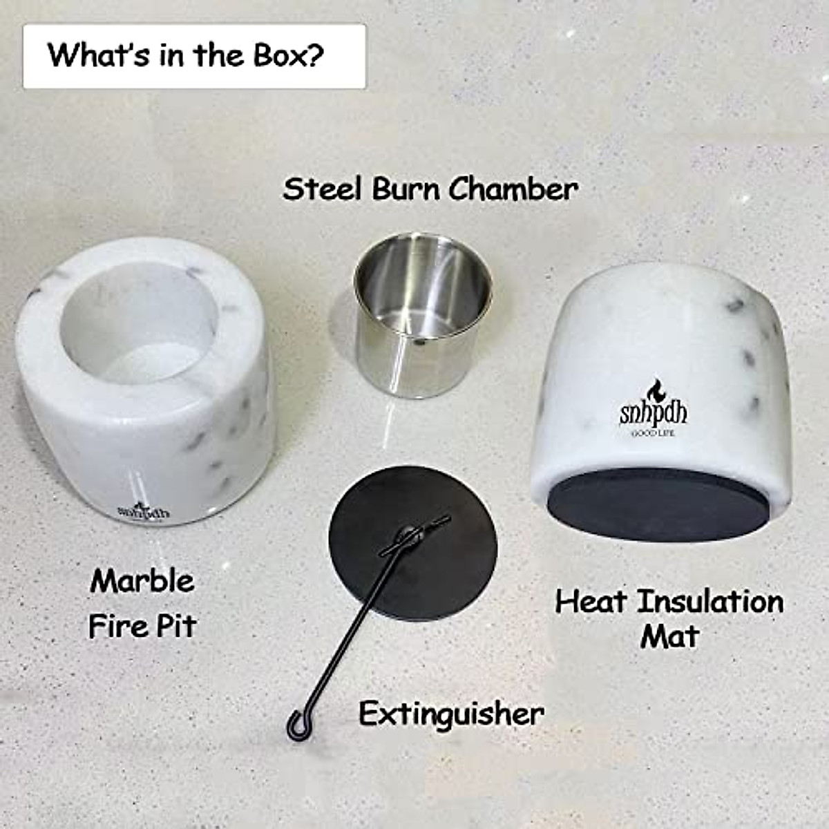 Tabletop Fire Pit, Marble Mini fire Pit, Indoor Outdoor Portable Fire Pit Bowl, Clean Burning Real Flame for Patio Balcony Fire Pit Bowl