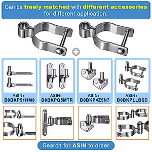 Insaga 304 Stainless Steel Chain Link Fence Gate Frame Female Hinge for Chain Link Fence Post, 2 Pack Post Female Hinges for 5/8'' Pin fit 1-3/8''Outer Diameter Post/Pipe, Bolt/Nut Included