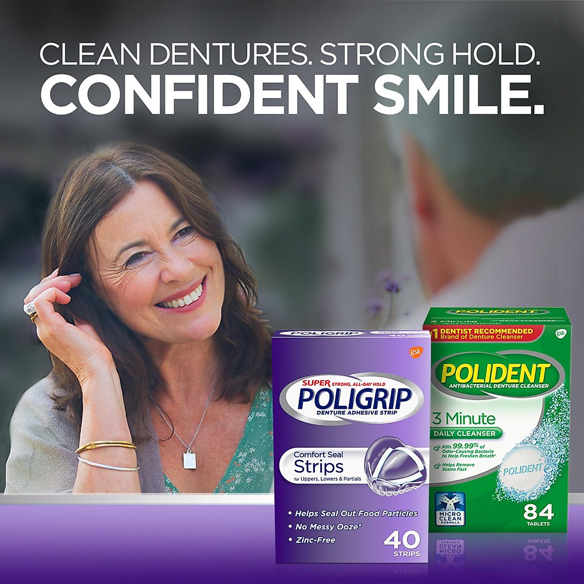 Super Poligrip Comfort Seal Denture and Partials Adhesive Strips, 40 Count (Pack of 4)