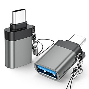 USB C to USB Adapter 2 Pack, USB-A Female to USB-C Type C Male Connector with Keychain, Thunderbolt 3 & 4 to USB 3.0 Adapters OTG Port Key Chain for MacBook Pro Air iPad Pro Samsung Galaxy and More