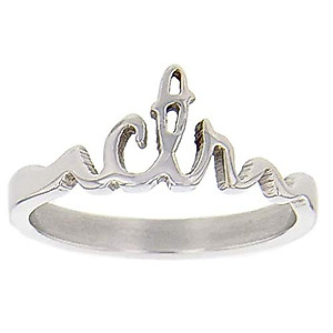 One Moment In Time H13 Size 7 Cursive Small Stainless Steel Ring Women's Mormon LDS CTR