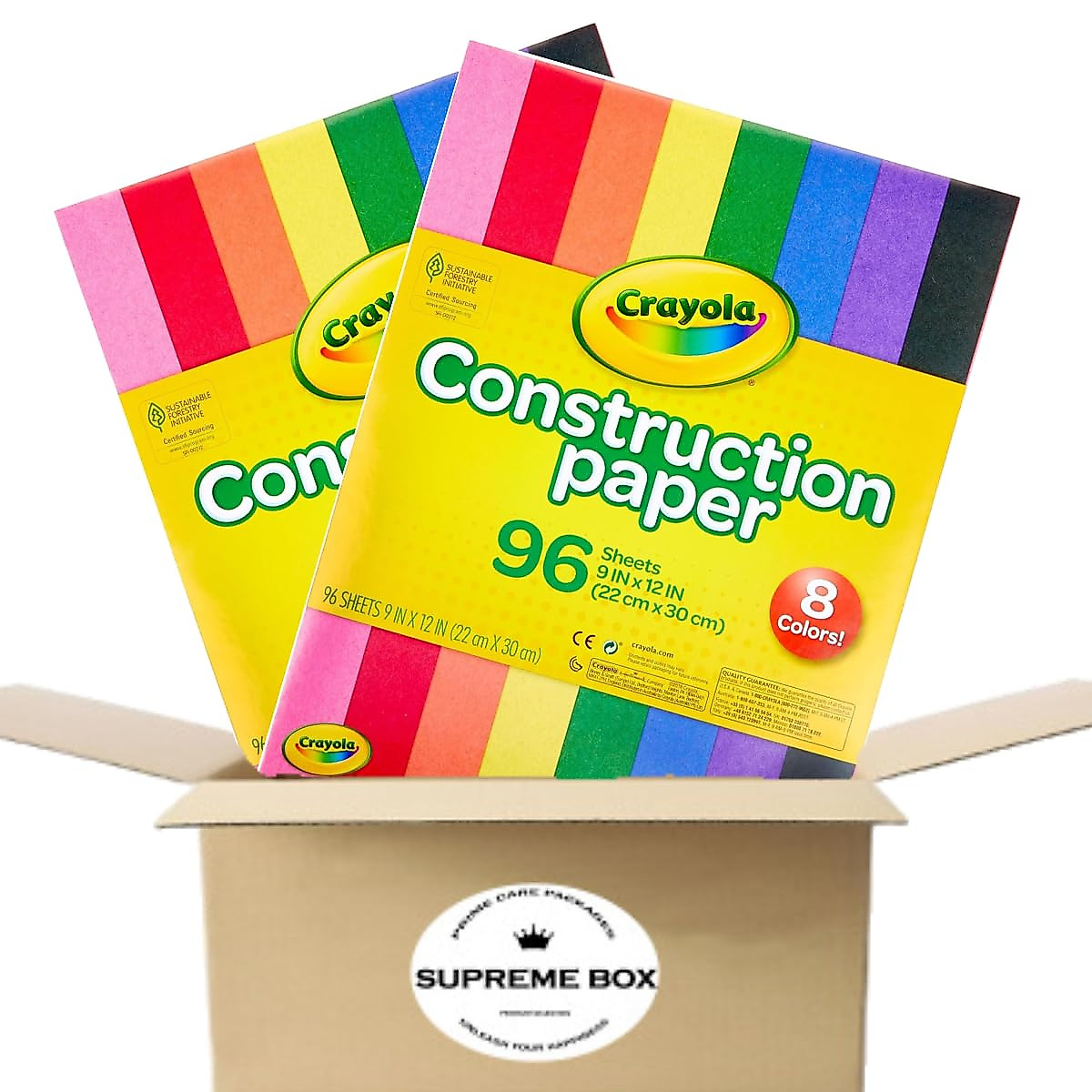 Construction Paper for Kids, 9"" x 12"" Pad, 8 Colors, 96 Sheets - Pack of 2