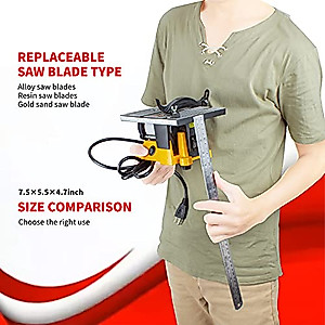 4" 60W MINI ELECTRIC TABLE SAW BENCH TOP GREAT ELECTRIC HOBBY CRAFT TABLE SAW DIY Power Tool Work Bench Stand Circular 2 PIECES Blades