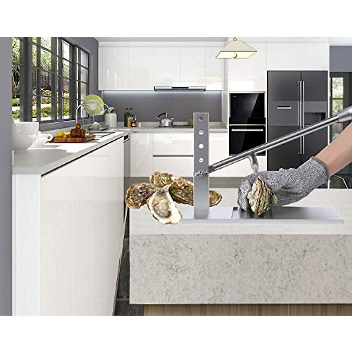 ROPTO Oyster Clam Opener Machine Tool Oyster Shucker Tool Set - Oyster Shucking Knife Board Seafood Opener Tool Set