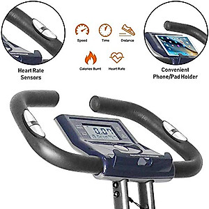 leikefitness LEIKE X Bike Ultra-Quiet Folding Exercise Bike, Magnetic Upright Bicycle with Heart Rate,LCD Monitor and easy to assemble (BLUE)