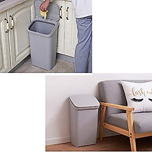 Trash Can Plastic Press Top Trash Bin, Large with Lid 20 Liter, Creative Fashion Home Kitchen Living Room Office Garbage Can (Color : Gray)