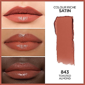 L'Oreal Paris Makeup Colour Riche Original Creamy, Hydrating Satin Lipstick, 843 Toasted Almond, 1 Count