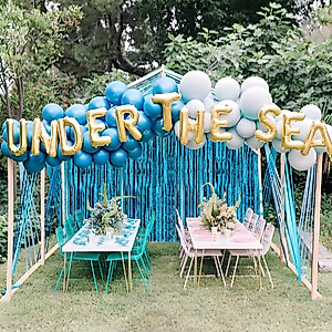 Crosize 3 Pack 3.3 x 9.9 ft Blue Foil Fringe Backdrop Curtain, Streamer Backdrop Curtains, Streamers Birthday Party Decorations, Tinsel Curtain for Parties, Galentines Decor