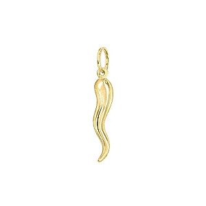 Lucchetta 14K Italian Gold Horn Pendant Hollow for Him and Her | Suitable for Gifting Handmade in Italy | Hypoallergenic Made to Last | Fits Perfectly up to 4mm Necklace