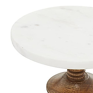 Deco 79 Mango Wood Cake Stand with Wood Base, 10" x 10" x 5", White