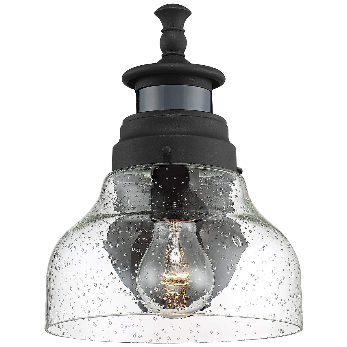 John Timberland Nobel Modern Outdoor Wall Light Fixture Black Steel 10" Clear Seedy Glass Motion Sensor Dusk to Dawn for Exterior House Porch Patio Outside Deck Garage Front Door Garden Home