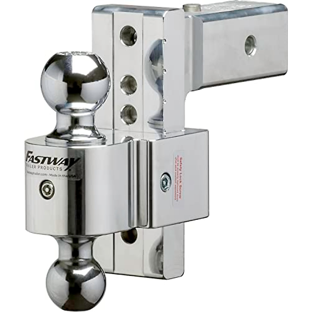 Fastway Flash STBM DT-STBM6625 Adjustable Silent Tow Ball Mount with 6 Inch Drop, 2.5 Inch Shank, and Chrome Plated Balls