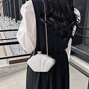Women Mini Sequins Seashell Evening Clutch Chain Strap Cross-body Bag