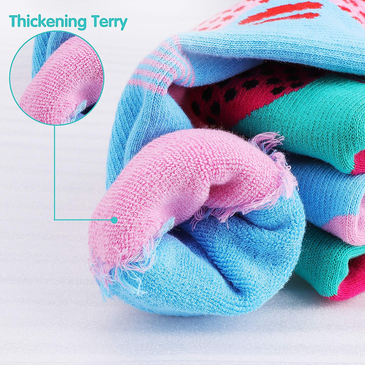 KUYOU Kids Ski Socks, 2 Pair Warm Long Knee High Snow Winter Skiing Snowboarding Skating Socks for Youth Boy Girl