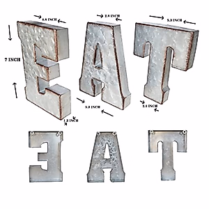 Zoreal Galvanized EAT Sign Rustic Metal Letters Free Standing Decorative Sign Wall Decor