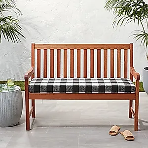 Pillow Perfect Outdoor/Indoor Anderson Matte Bench/Swing Cushion, 1 Count (Pack of 1), Black