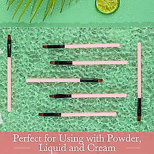 Patelai 48 Pcs Flat Makeup Brushes Flat Lip Concealer Brushes Small Portable Eyebrow Brush Concealer Makeup Brush Synthetic Lip Brush Beauty Makeup Tool for Concealing Blending Setting Buffing(Pink)