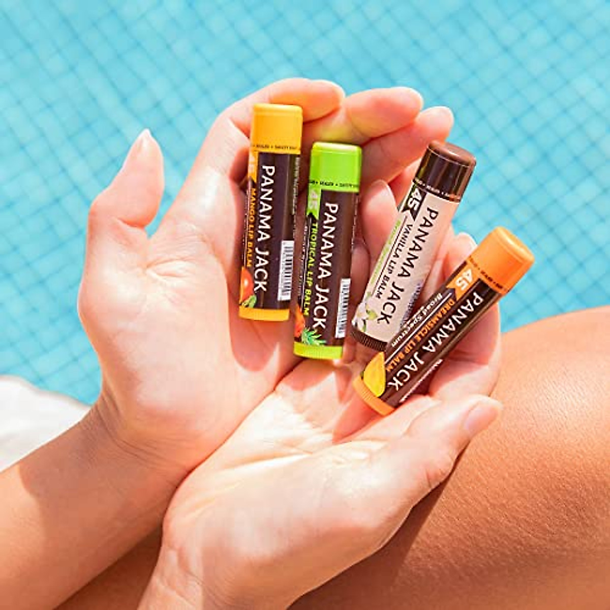 Panama Jack Sunscreen Lip Balm - SPF 45, Flavor Pack, Broad Spectrum UVA-UVB Sunscreen Protection, Prevents & Soothes Dry, Chapped Lips