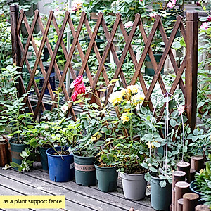 Nisorpa 2 Pack Retractable Wooden Fence Extendable Instant Fence Expandable Garden Fence Wooden Pet Gate Freestanding Wood Fence Partition for Home Yard Garden Indoor Outdoor