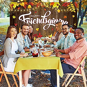 Nepnuser Happy Friendsgiving Photo Booth Backdrop Pumpkin Harvest for Fall Thanksgiving Friends Party Wall Decor (5.9×3.6ft)