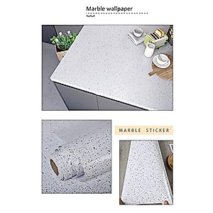 Glossy Marble Paper for Countertop Peel and Stick Wallpaper Granite White Sticker Waterproof Self Adhesive 15.7”×118” Easy to Install & Clean, Removable