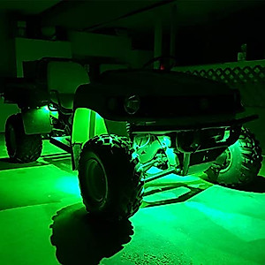 SUNPIE 8 Pods Green LED Rock Lights with Extension Wires for Off Road Truck Car ATV SUV UTV Motorcycle Under Body Glow Light Lamp Fender Lighting, 32-4/5Ft Extension Wires Provided