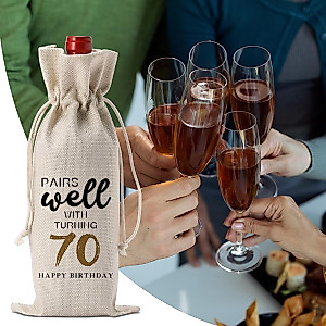 70th Birthday Gifts for Women Men, Gifts for 70 Year Old Woman Grandparents Wine Gift Bag, Wine Accessories Gifts Anniversary, 1964 Birthday Decorations Wine Bag Wine Bags for Wine Bottles Gifts