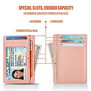 GH GOLD HORSE Slim RFID Blocking Card Holder Minimalist Leather Front Pocket Wallet for Women