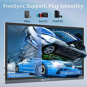 Dragon Touch 4K Portable - 15.6 Inch IPS HDR Gaming Monitor 100% sRGB FreeSync with Speakers VESA Compatible for Xbox PS4 Nintendo Switch Laptop PC Phone Mac Surface (Not Touchscreen)