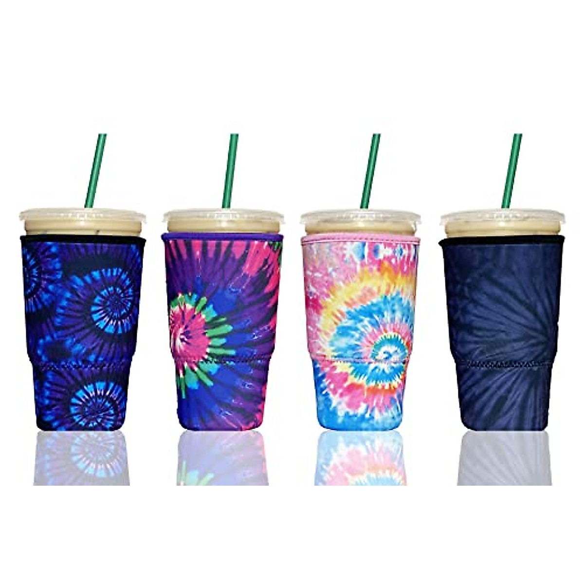 Baxendale Iced Coffee Sleeves for Cold Drink Cups - 4 Pack Reusable Neoprene Iced Beverage Cup Sleeve for Hot & Cold Drinks, Compatible with Starbucks Dunkin and more
