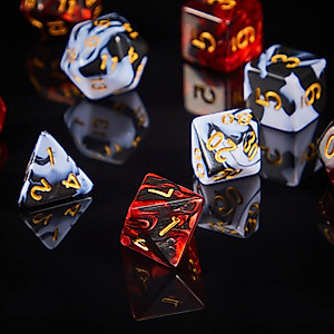 2 Set 11 Dice Set Polyhedral Dice Set Multisided Dice Set Smooth Touch with Drawstring Bag Compatible with RPG MTG Table Game Dice, 22 Pieces