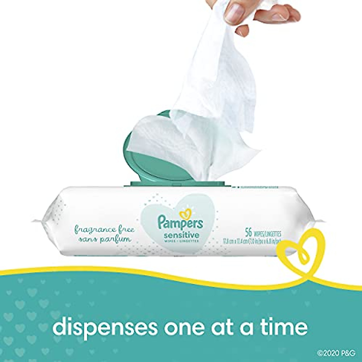 Pampers Sensitive Wipes Travel Pack 56 Count, (Pack of 8)
