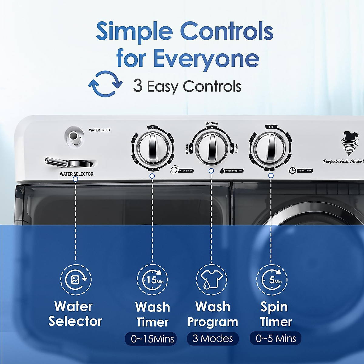 Anypro Portable Clothes Washing Machine, Twin Tub 28 Lbs Capacity Laundry Washer and Dryer Combo 2 In 1 Washer (18 Lbs) & Spinner (10 Lbs) for Apartments, Dorms, RV, Camping