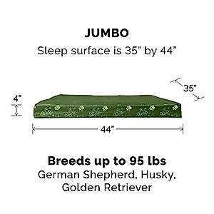 Furhaven XL Cooling Gel Foam Dog Bed Water-Resistant Indoor/Outdoor Garden Print Mattress w/ Removable Washable Cover - Jungle Green, Jumbo (X-Large)