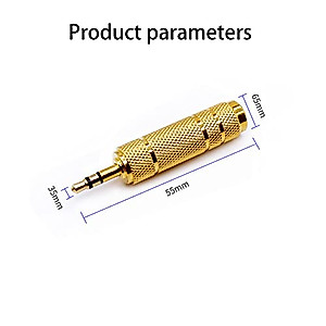 Eledabra 6PCS 3.5mm 1/8" Male Plug TRS to 6.35mm 1/4" Female Stereo Jack Adaptor-Gold Plated Converte,for Audio Earphone,Headphones ect