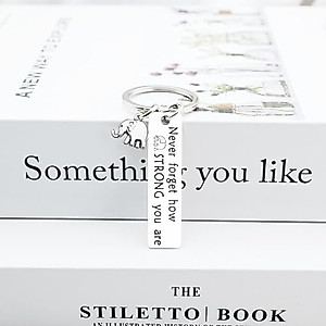 OEHEDOU Elephant Gifts For Women Strong Women Gifts Small Gifts For Women Elephant Keychain Best Inspirational Gifts For Women Uplifting Gift For Friend Family Animal Lovers You Are Strong Gifts