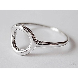 SOVATS Small Open Circle Ring for Women 925 Sterling Silver Rhodium Plated - Simple, Stylish &Trendy Nickel Free Ring, Size 8