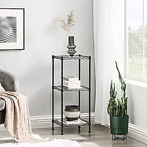 SONGMICS 3-Tier Bathroom Shelf, Wire Shelving Unit, Metal Storage Rack for Small Space, Total Load Capacity 132 lb, 11.8 x 11.8 x 28.7 Inches, with 3 PP Sheets, Adjustable Shelf, Black ULGR103B01