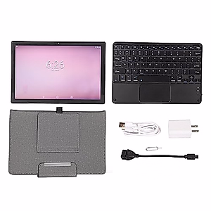 Haofy FHD Tablet, 10.1 Inch Tablet Dual Camera 8 Core CPU, Supports 100-240V Fast Charge with Keyboard for Android 12 for Reading (US Plug)