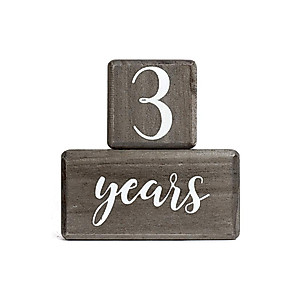 LovelySprouts Premium Solid Wood Baby Milestone Age Blocks + Gift Box | Gray Stained Natural Pine | Weeks Months Years Grade Newborn Photo Props | Pregnancy Gift and Keepsake, Month Photos