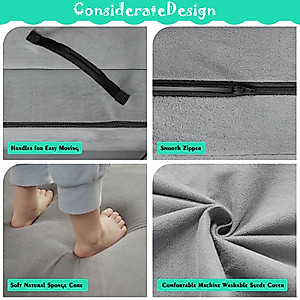 JHTOPJH Kids Couch,8-Piece Toddler Play Couch,Floor Sofa Imaginative Furniture Play Set for Bedroom Playroom,Convertible Folding Kids Sofa for Creative Kids(Grey)