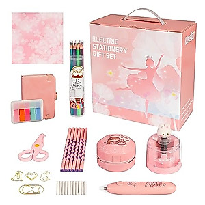 (Mcsalay) 88 Piece School Supplies Package Essential for Returning to School Including Electric Pencil Sharpener Electric Eraser Electric Vacuum Cleaner Pencil Notebook and More!