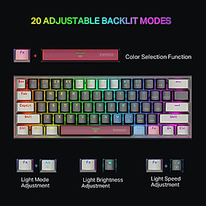 E-YOOSO 60% Wired Mechanical Gaming Keyboard, RGB Backlit Ultra-Compact 61 Keys Hot Swappable Mini Waterproof Wired Office Keyboard with Blue Switches for Windows, Mac OS Gamers (Black Grey)