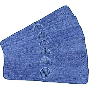 CleanAide Twist Yarn Microfiber Mop Pad with Spot Cleaning Scrubber, 24 Inches, 6 Pack