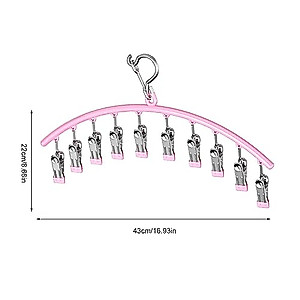 OUGETHER Clothes Hanger with 10 Clips Stainless Steel Laundry Drying Rack Windproof Sock Hanger Clip for Drying Bras Towel Underwear Diaper Baby Clothes (Green)