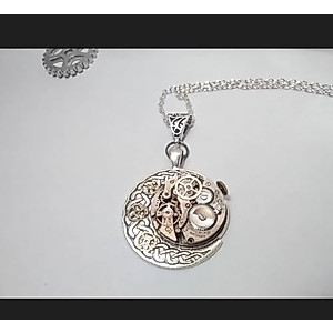 Half-Moon design Timepiece geared Steampunk necklace jewelry