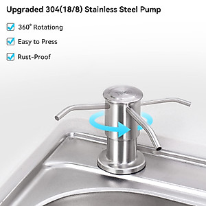 Tiilan Built-in Soap Dispenser Pump for Kitchen Sink Set, Detergent Dispenser 17oz Bottle and 47.2-inch Extension Tube, Stainless Steel Pump, Brushed Nickel