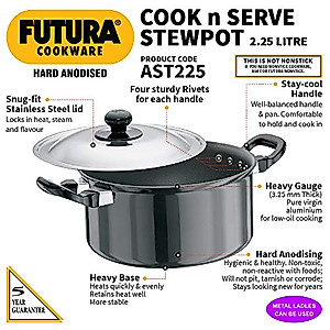 Hawkins/Futura Hard Anodised Cook and Serve Stewpot, 2.25-Liter