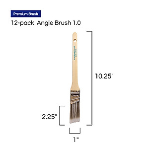 12PK 1 inch Angle Brush Premium Wall/Trim House Paint Brush Set Great for Professional Painter and Home Owners Painting Brushes for Cabinet Decks Fences Interior Exterior & Commercial Paintbrush.